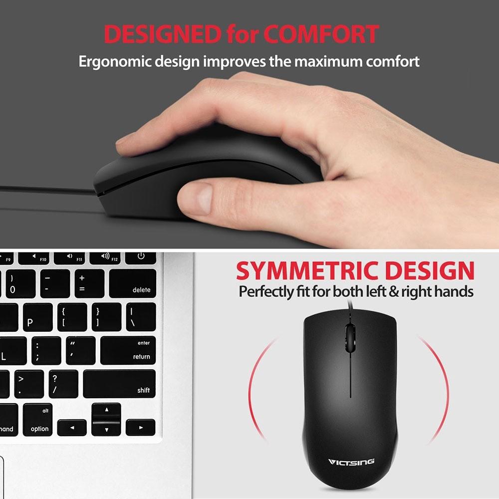 (M2320) VicTsing PC156 Optical USB Wired Mouse 1200DPI Ergonomic ...