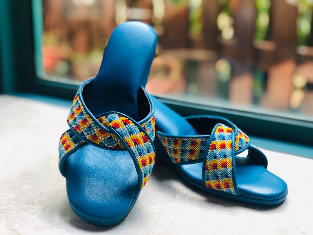 Peranakan beaded slippers with traditional antique beads, Women's ...
