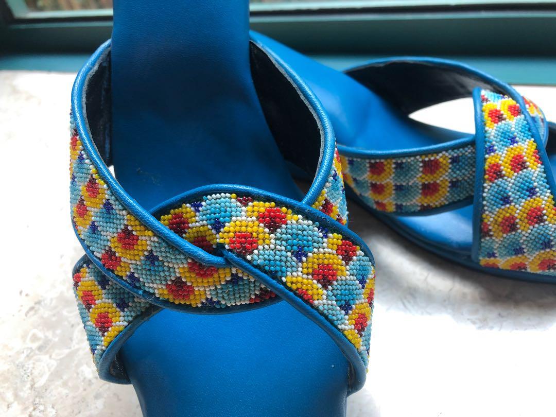 Peranakan beaded slippers with traditional antique beads, Women's ...