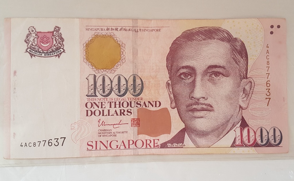 Rare Singapore Old Bank Notes, $1000 note, One Thousand Dollars ...