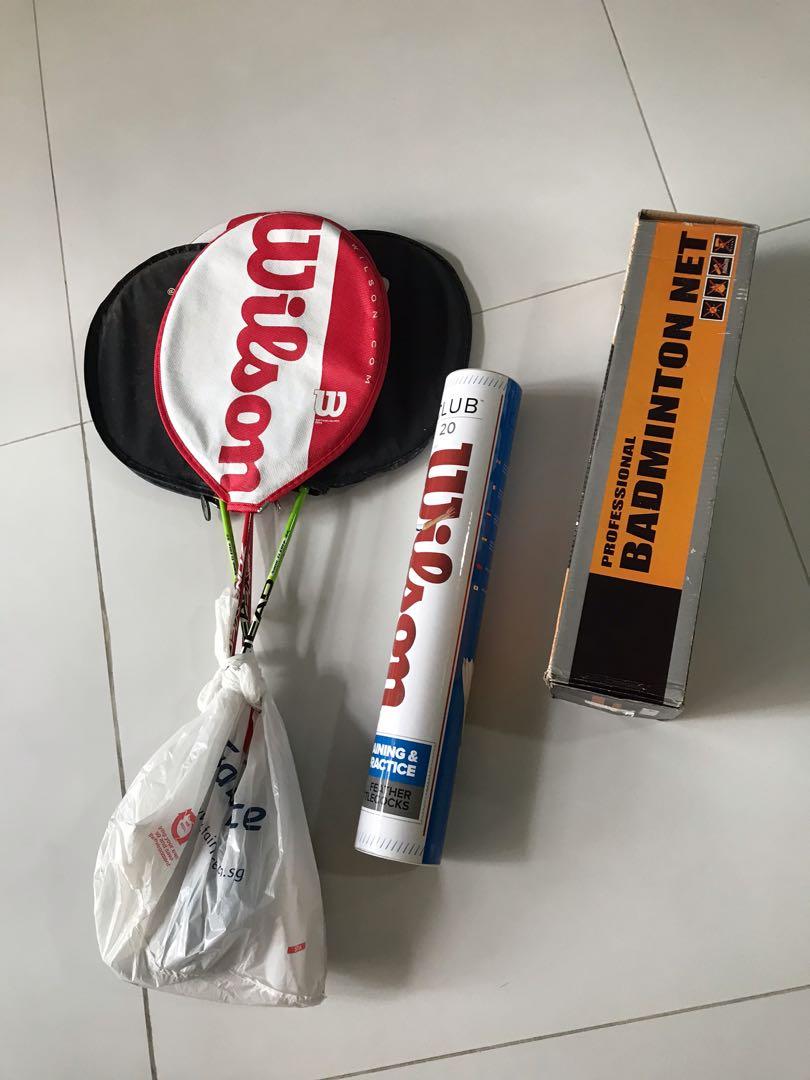 Badminton set (4x brackets + net + shuttlecock), Sports Equipment ...