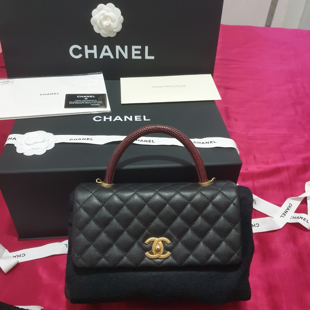 [Full Set]Chanel coco real lizard handle medium - non nego, Luxury ...