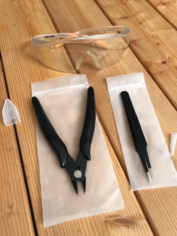Diagonal flush cutter, tweezer, and safety google, Furniture & Home ...
