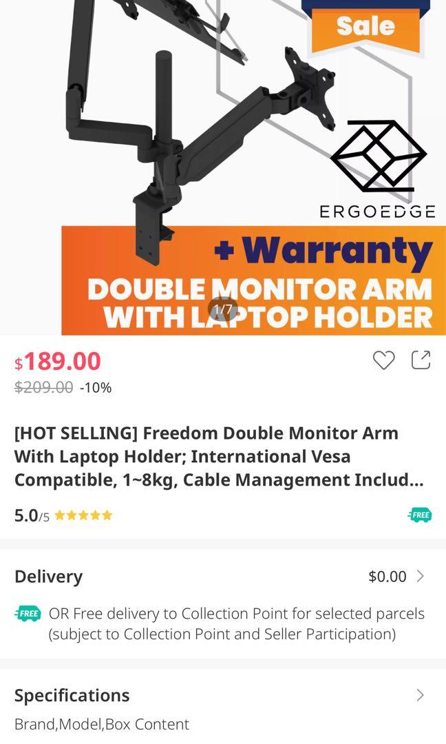 ErgoEdge Freedom Monitor Arms, Computers & Tech, Parts & Accessories ...