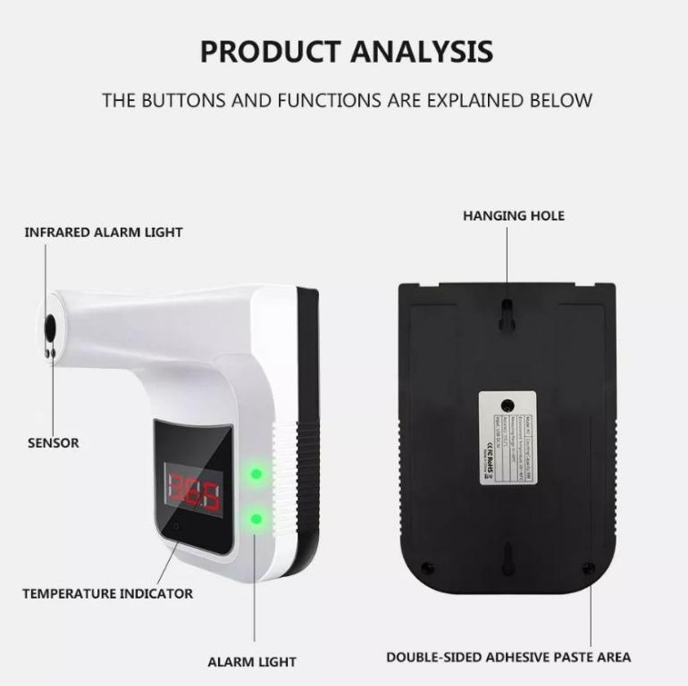 Infrared Thermometer Standing Scanner Temperature Digital with Tripod ...