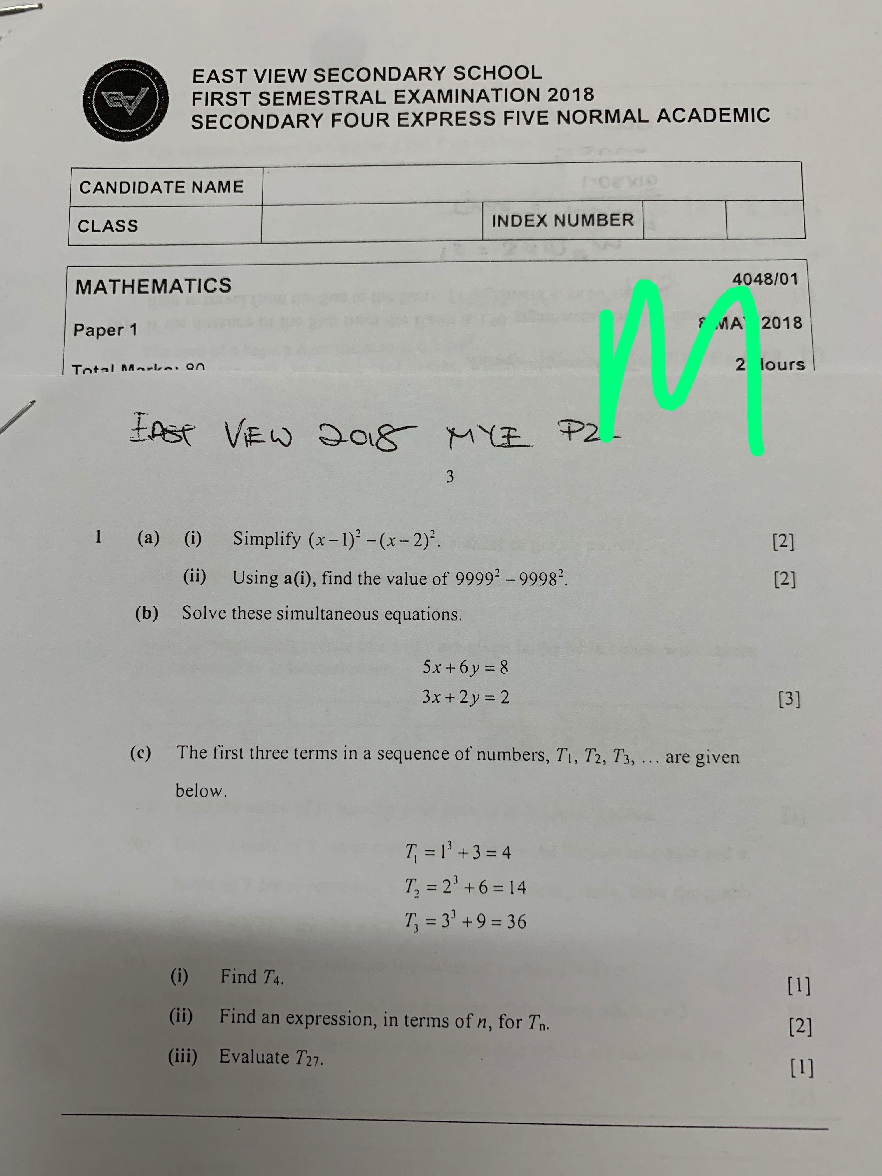 Secondary 4 E Math MYE and prelim top schools test papers, Hobbies ...