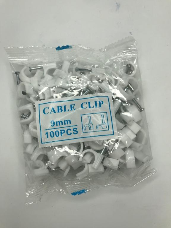 Cable Clips/ PVC Clamp round, 9mm size, 100pcs per pack, white color ...