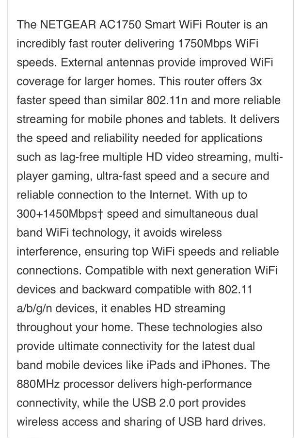 NETGEAR R6350 Dual Band Gigabit Smart WiFi Router - AC1750, Computers ...