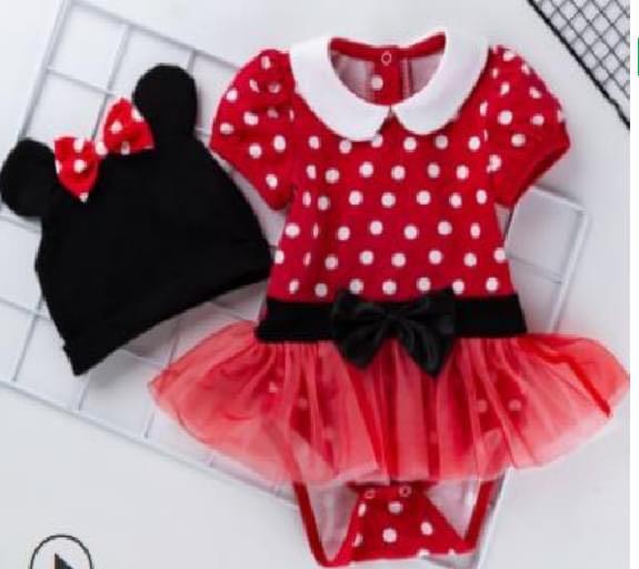 Polka Minnie set with hat, Babies & Kids, Babies & Kids Fashion on ...