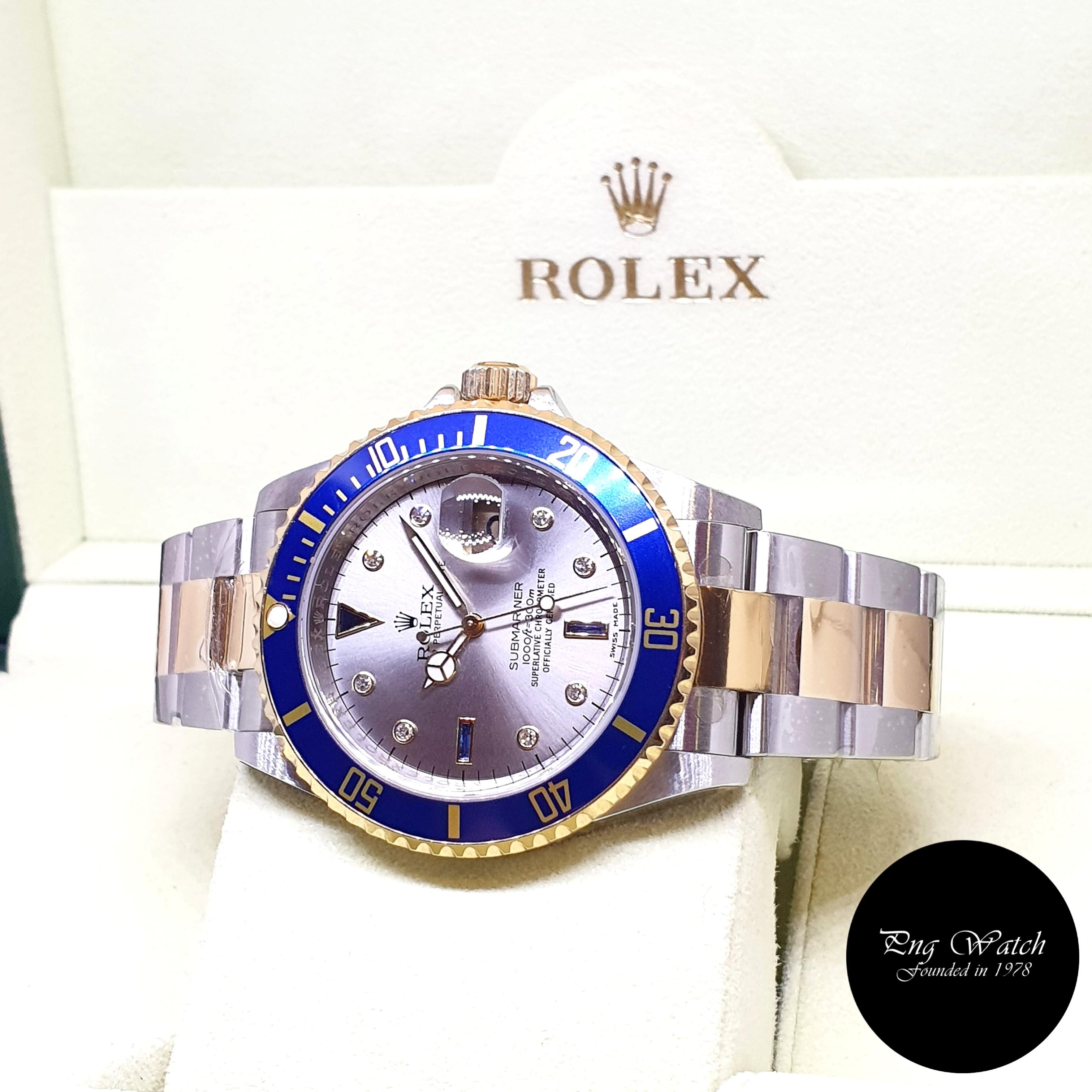 (NOT AVAILABLE) Rolex Oyster Perpetual 18K Half Gold Grey Serti ...