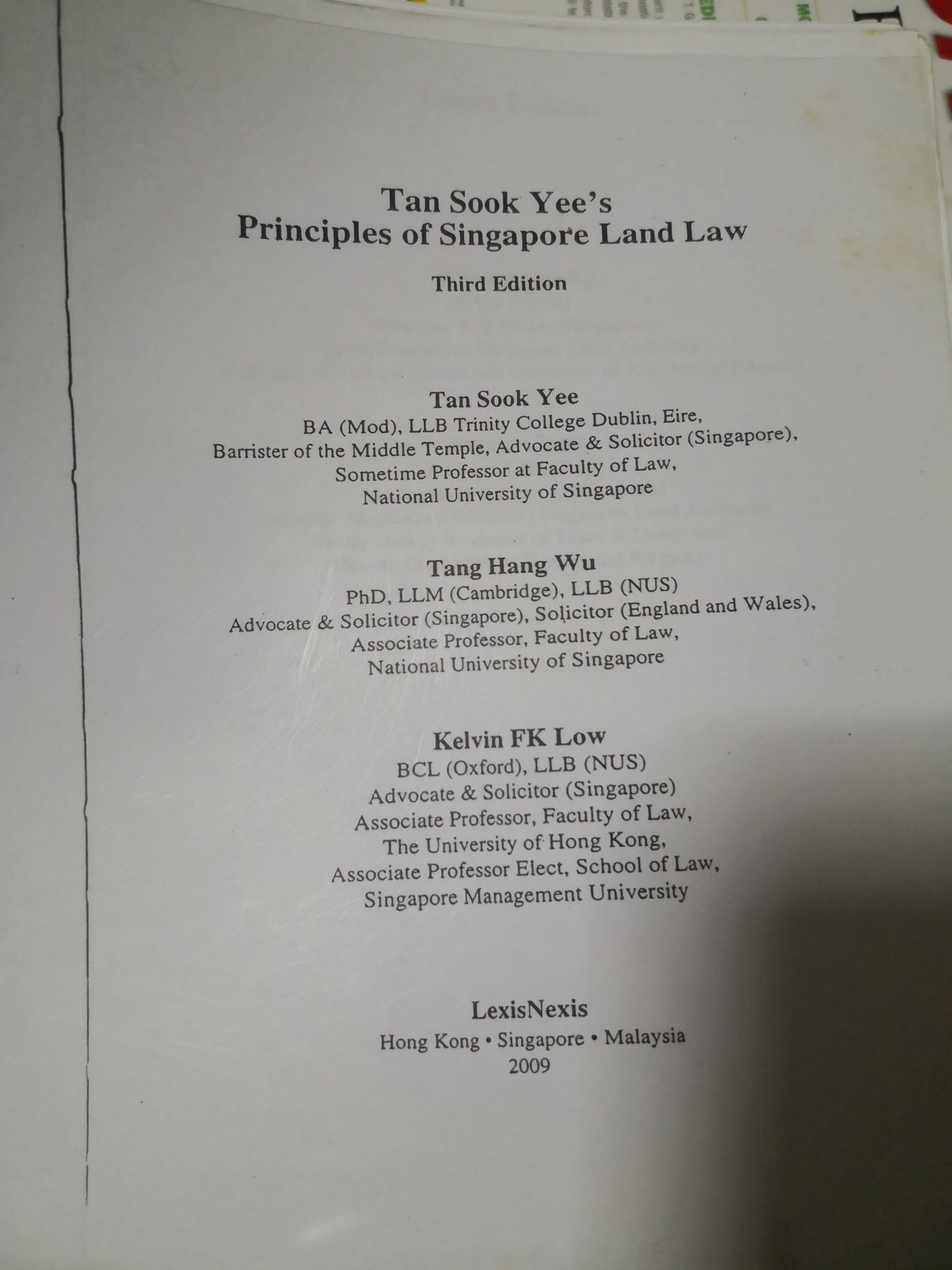 Tan sook yee Singapore land law textbook, Hobbies & Toys, Books ...