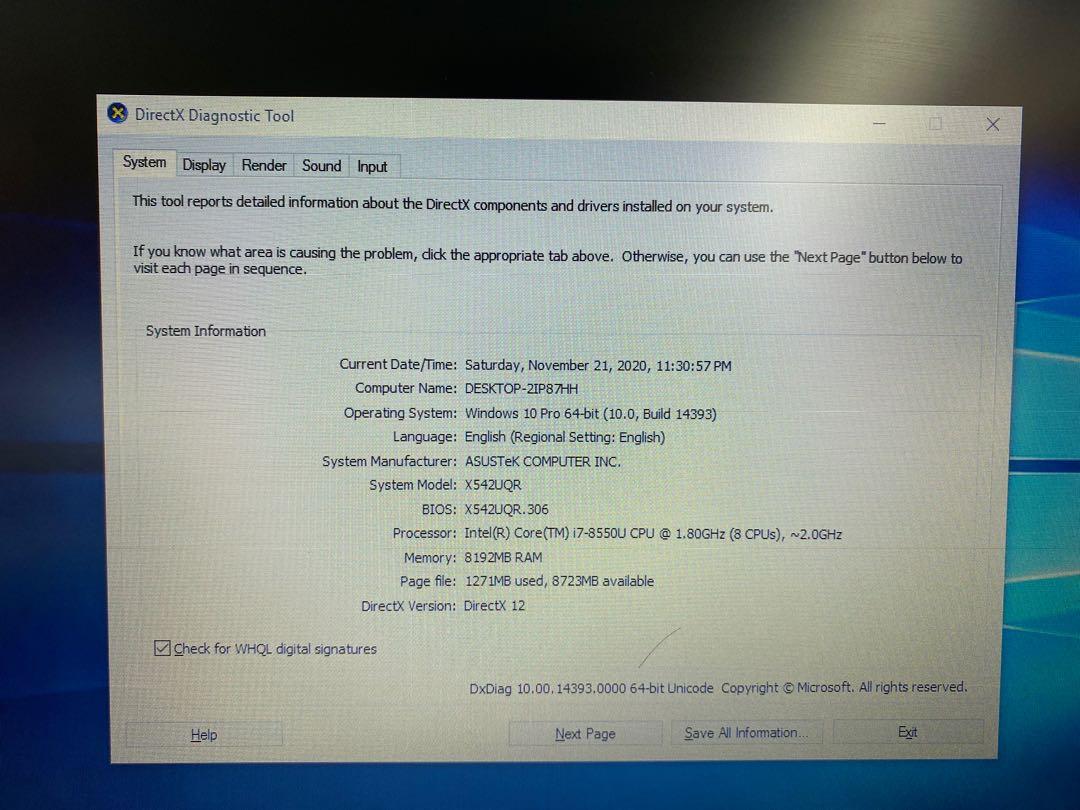 Asus SonicMaster X542UQR Core i7-8th gen 8gb Ram 128gb SSD, Computers ...