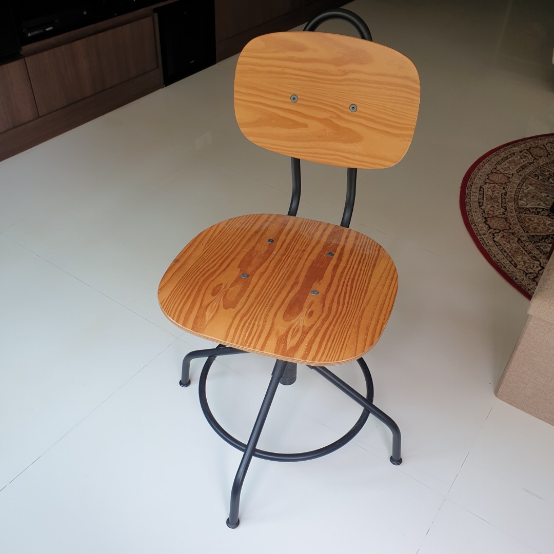 Ikea wood and metal work chair, Furniture & Home Living, Furniture ...