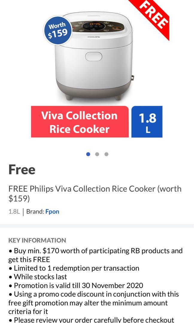Philips viva rice cooker, TV & Home Appliances, Kitchen Appliances ...