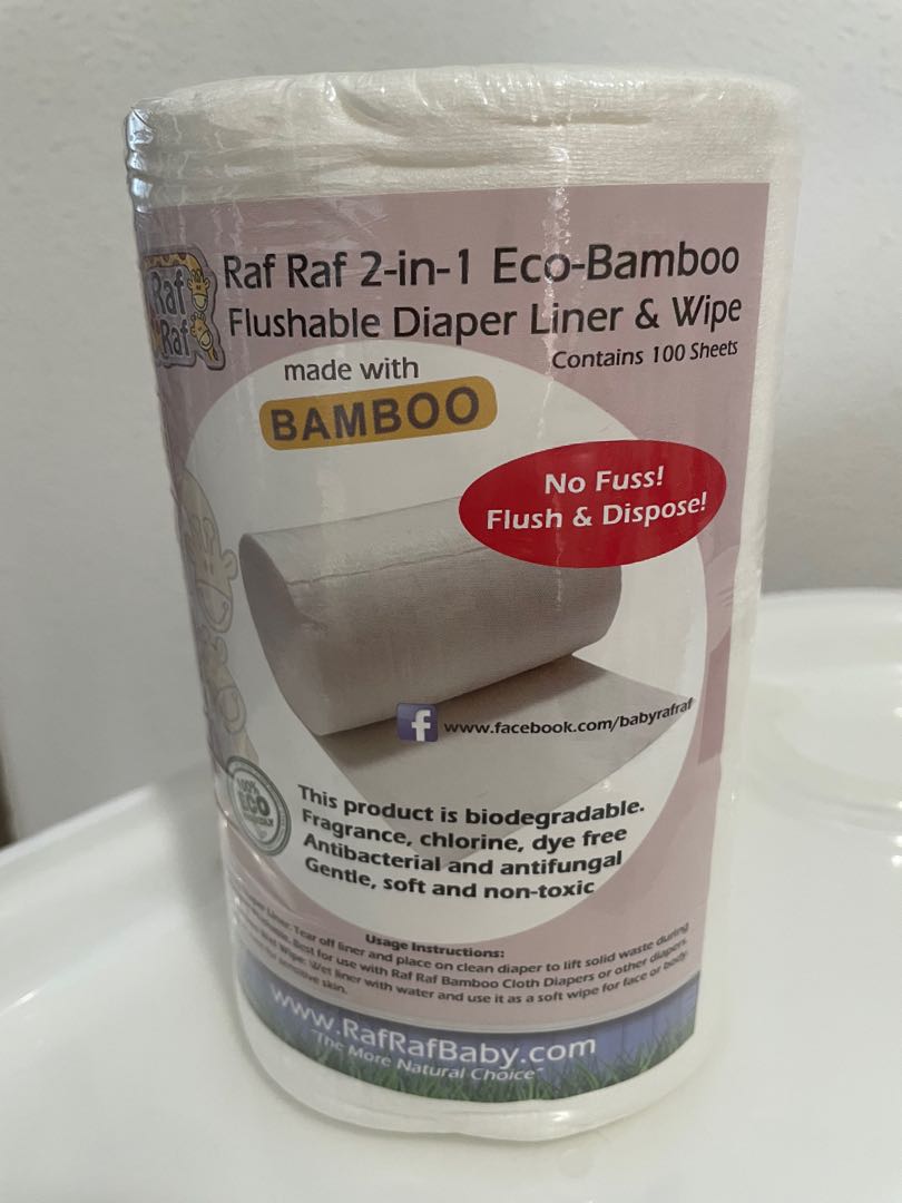 Raf Raf 2-in-1 Eco-Bamboo Flushable Diaper Liner, Babies & Kids ...