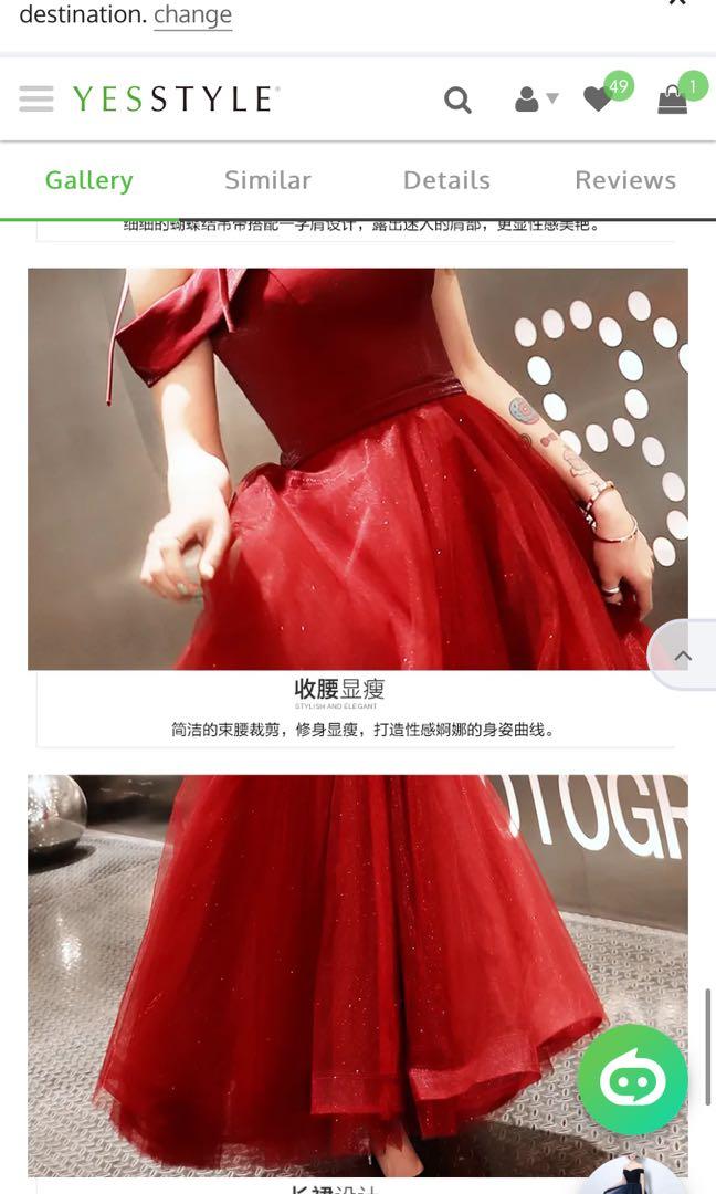 Red prom dress puffy skirt princess style layered, Women's Fashion ...