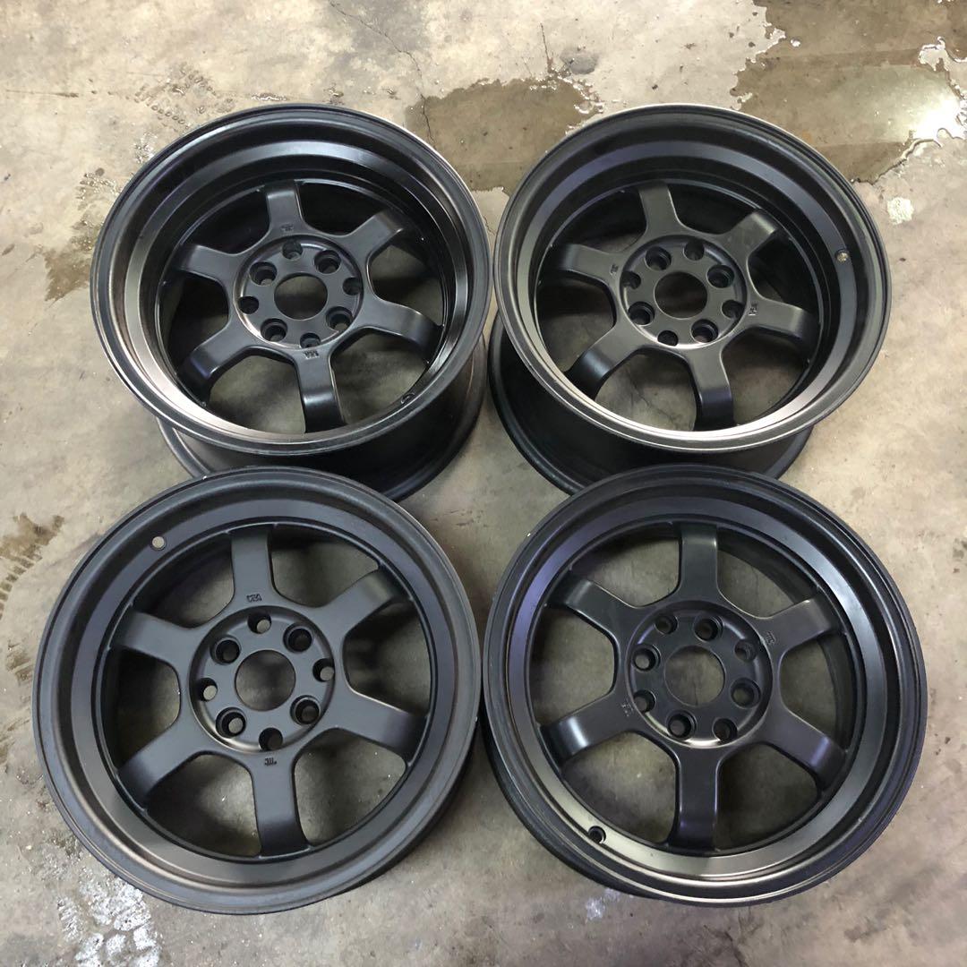 Rim TE37V 15x7jj 8jj pcd100/114, Auto Accessories on Carousell