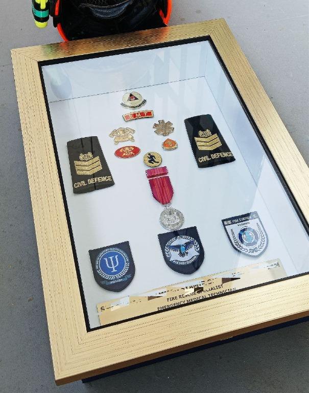 SCDF Firemen Helmet and Medal Display Plaque - Army Navy Airforce SCDF ...