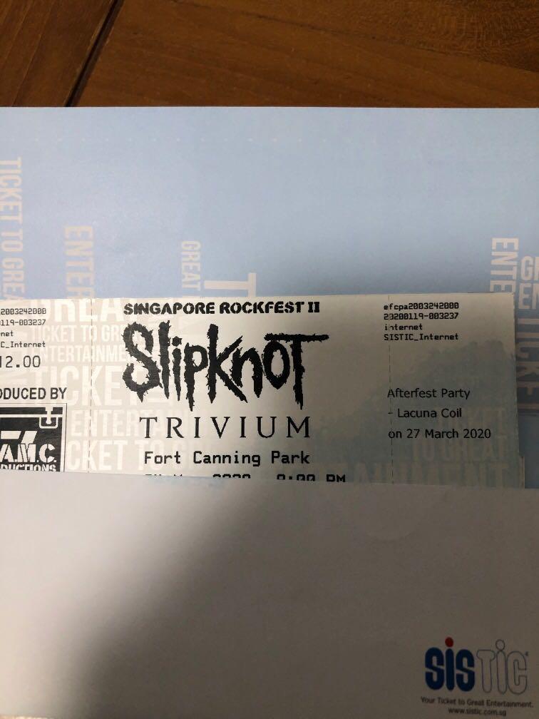 Slipknot Concert Ticket (Priority Entry), Tickets & Vouchers, Event ...