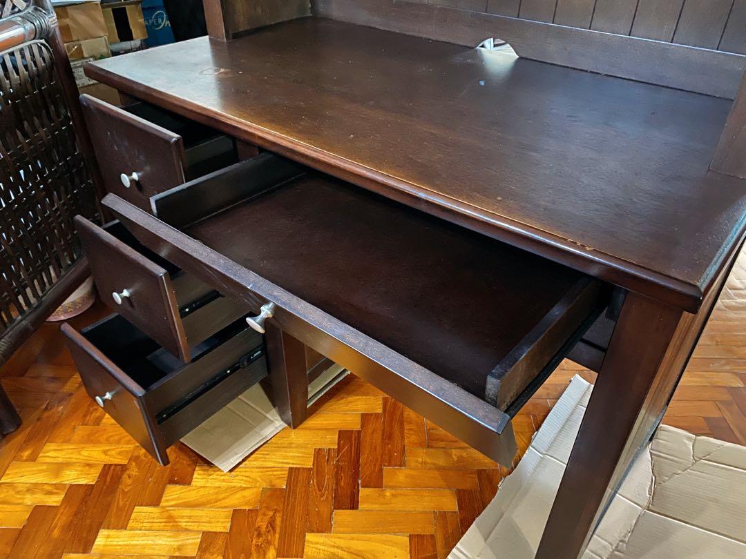 Thick Wood Study Table, Furniture, Tables & Chairs on Carousell