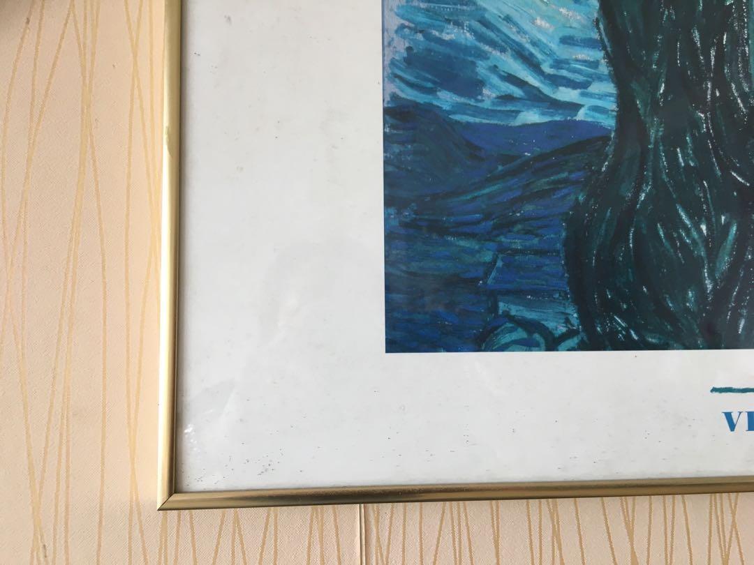 Van Gogh Starry Night Poster in Gold Metal Frame Large Size, Furniture ...