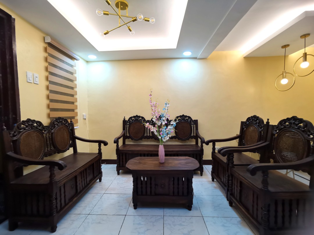 Wooden Sala Set, Furniture & Home Living, Furniture, Sofas on Carousell