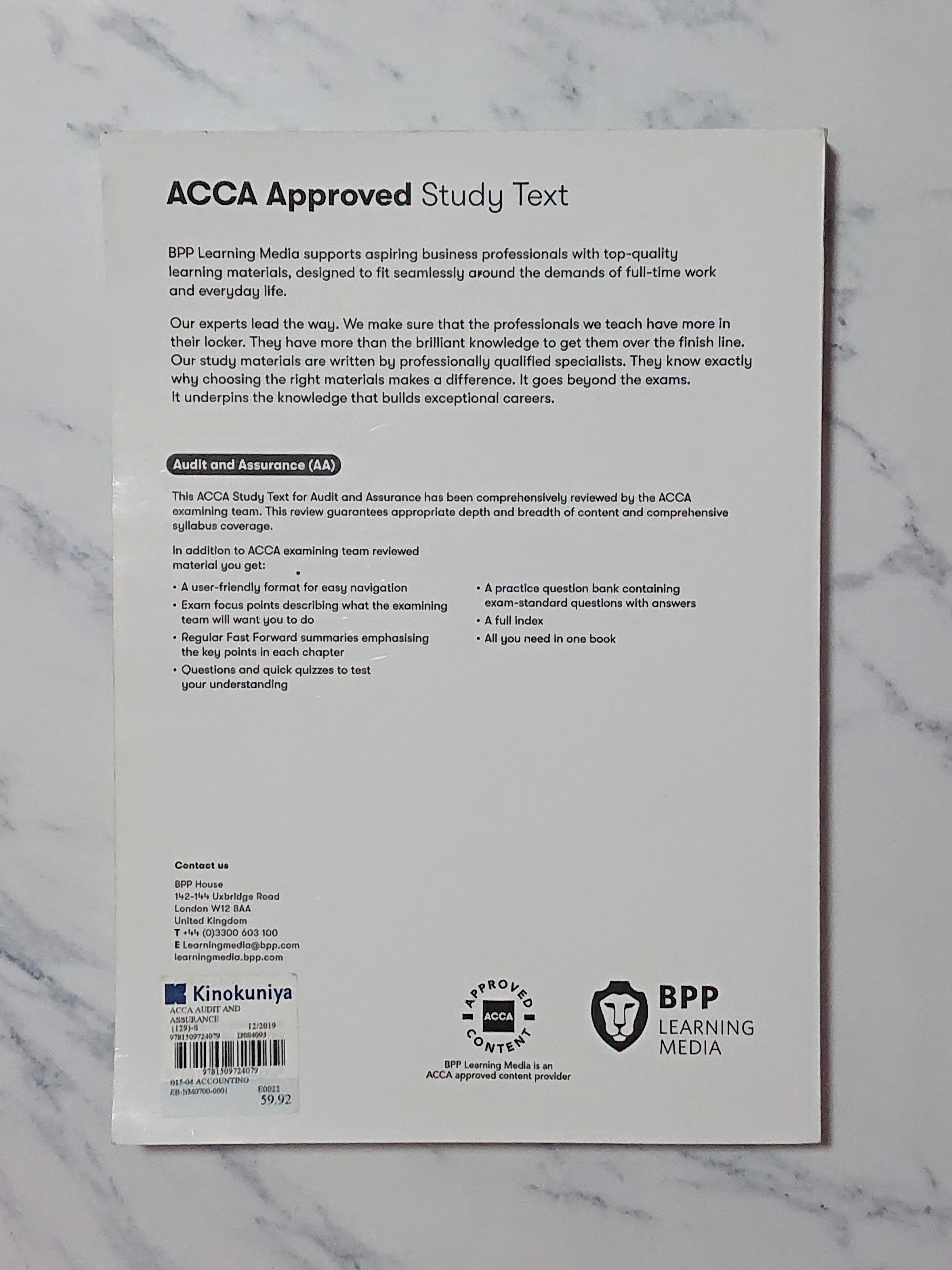 ACCA F8 Audit & Assurance (AA) Study Text BPP, Hobbies & Toys, Books ...