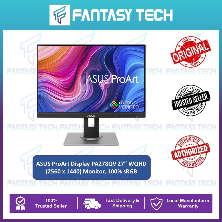 ASUS ProArt Display PA278QV 27” WQHD (2560 x 1440) Monitor, 100% sRGB ...