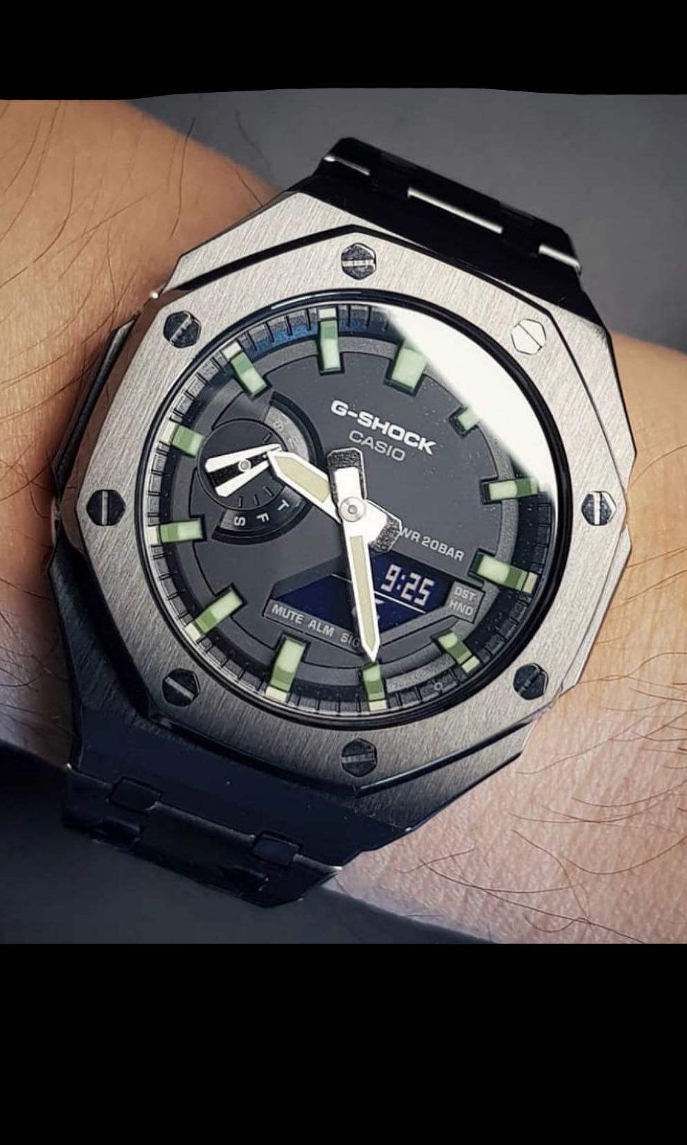 Casio GA2100 gA2110 ga2110su upgraded full black stealth version 3 mod ...