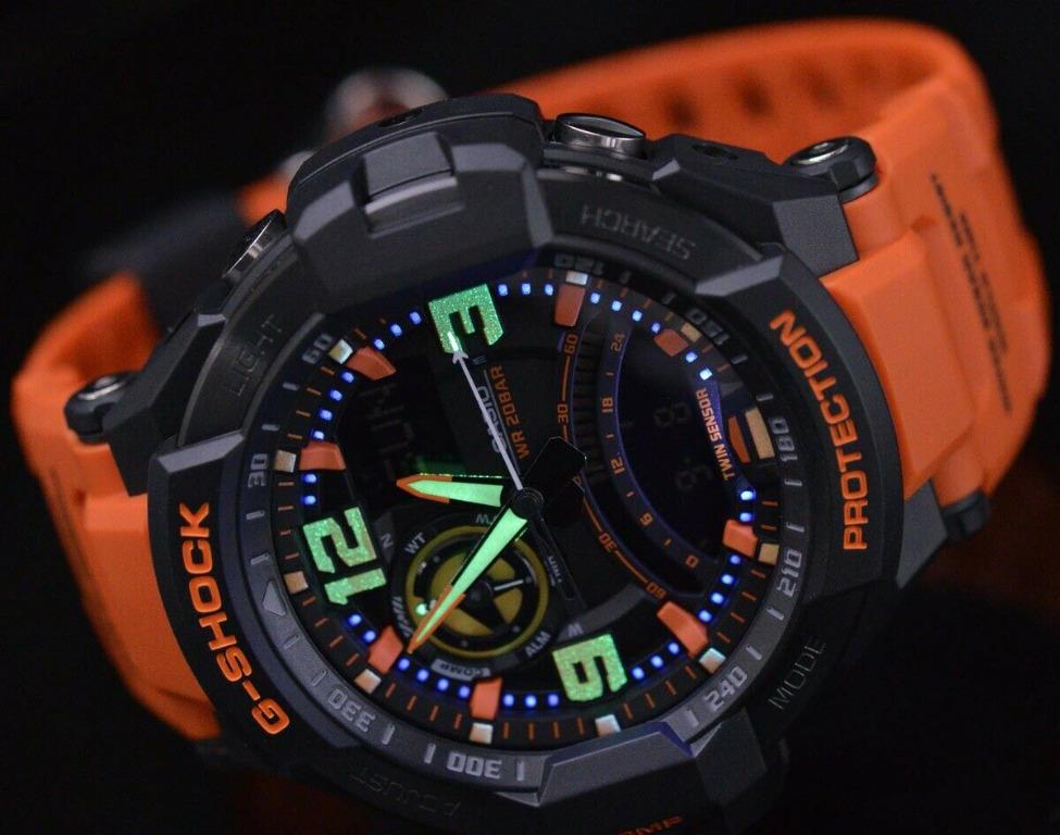 Casio G-Shock GA-1000-4ADR Gravity Master Black Orange, Men's Fashion ...
