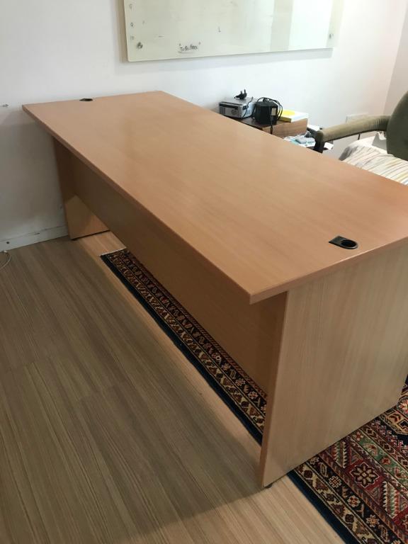 home office beech wood desk_ like new, Furniture & Home Living ...