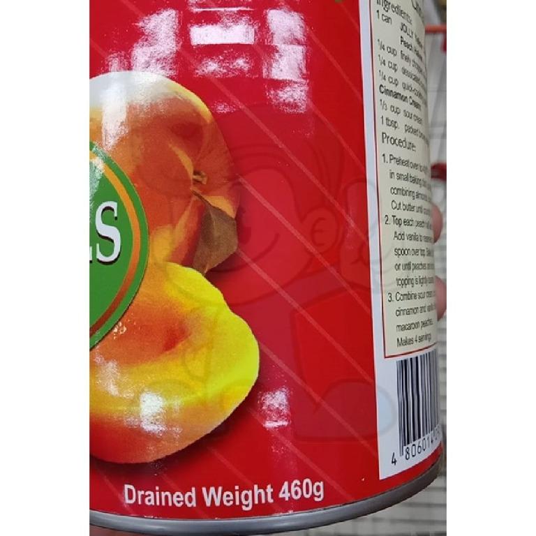 Jolly Yellow Cling Peach Halves in Syrup, ( 2 x 825 g. ), Food & Drinks ...