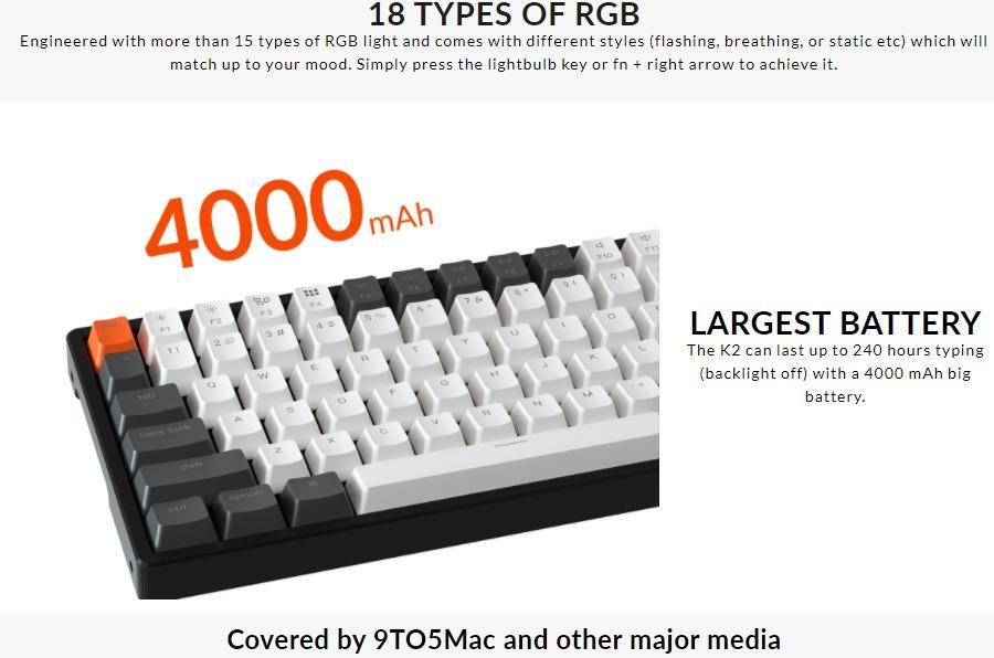 Keychron K2 84鍵 RGB彩光藍牙無線機械鍵盤 (熱插拔 Hot-Swappable), 電腦＆科技, 電腦周邊及配件, 電腦鍵盤及相關產品 - Carousell
