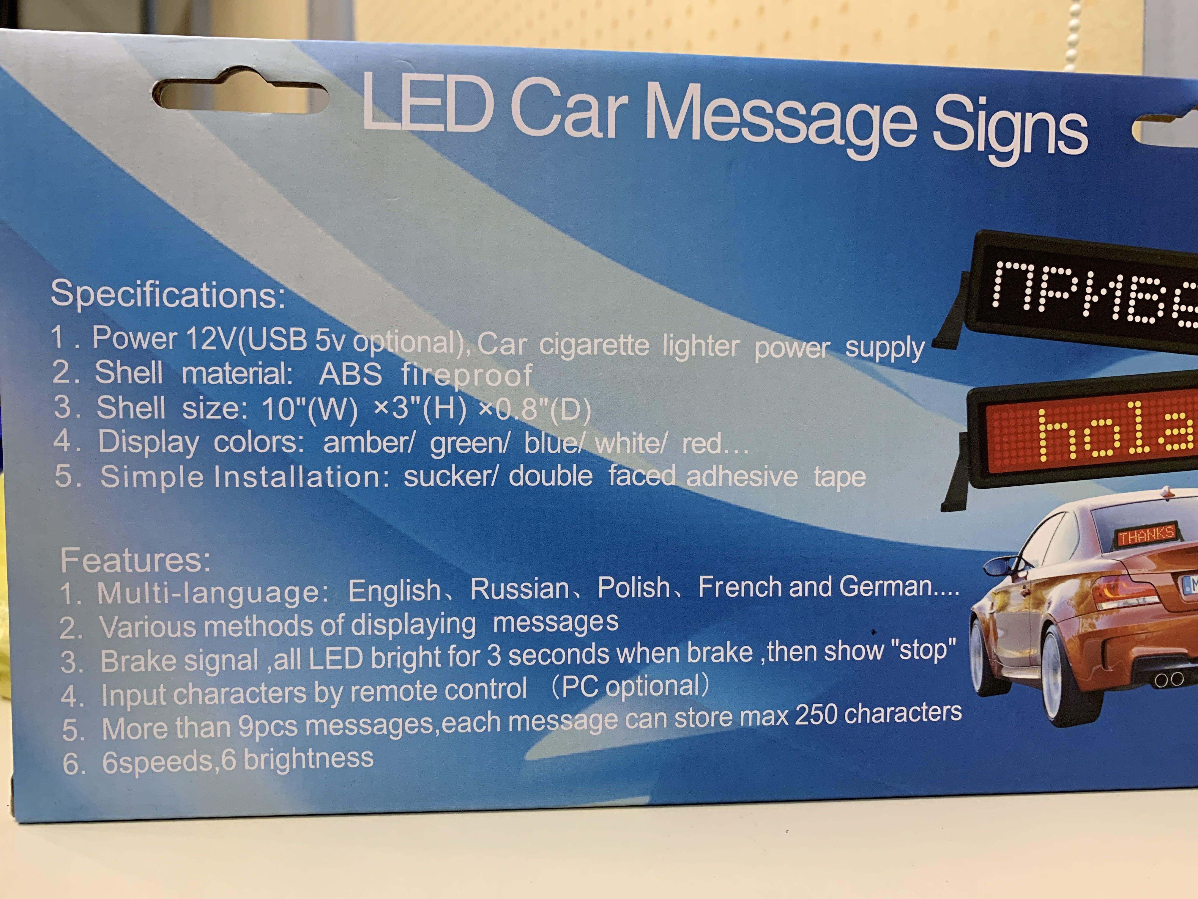 LED Car Message Signs Mini LED Moving Signs, Electronics, Others on ...