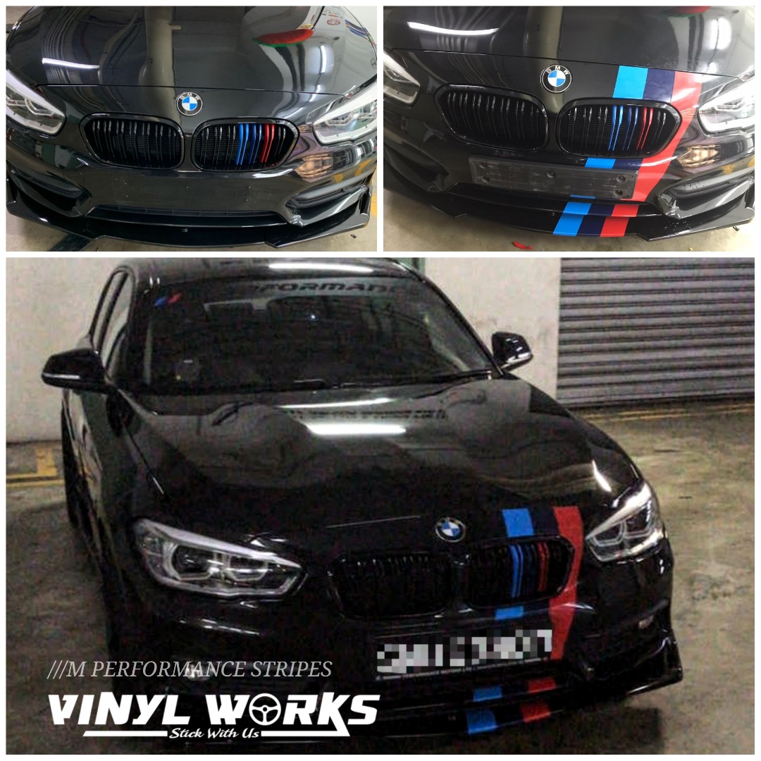 M Performance Stripes Sticker application on Bumper, Car Accessories ...