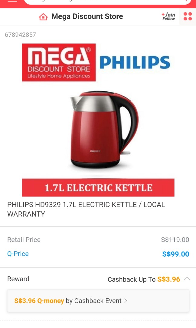 PHILIPS KETTLE (Clearance), TV & Home Appliances, Kitchen Appliances ...
