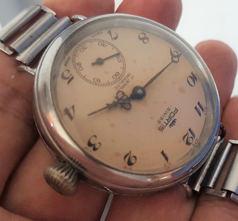 Rare Vintage Fortis WWI Timepiece, FORTIS manual winding wrist watch ...