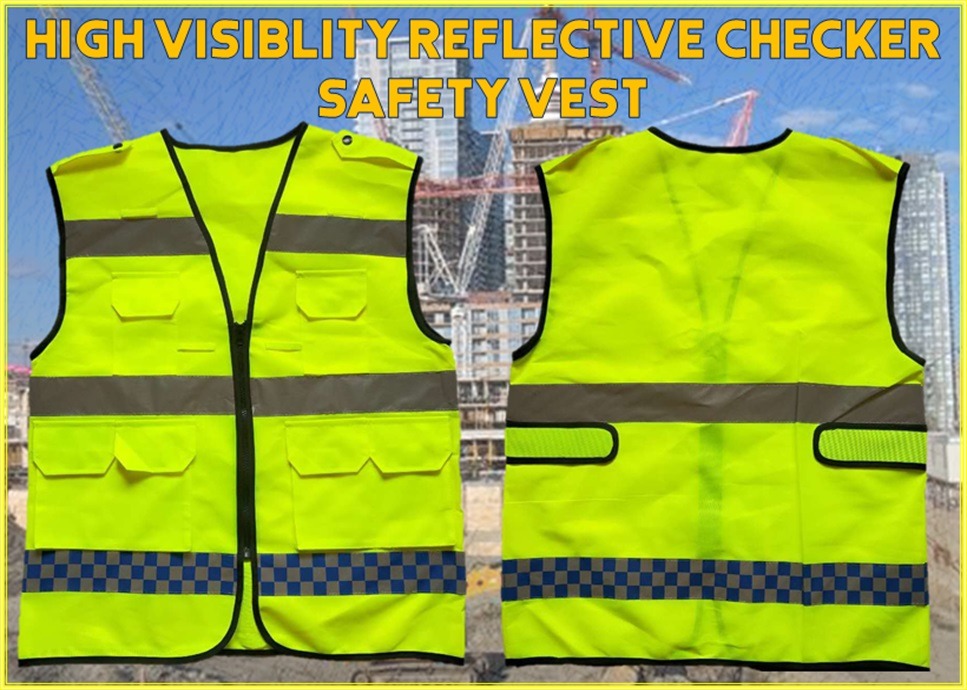 REFLECTIVE CHECKER SAFETY VEST W/ POCKET, Everything Else on Carousell