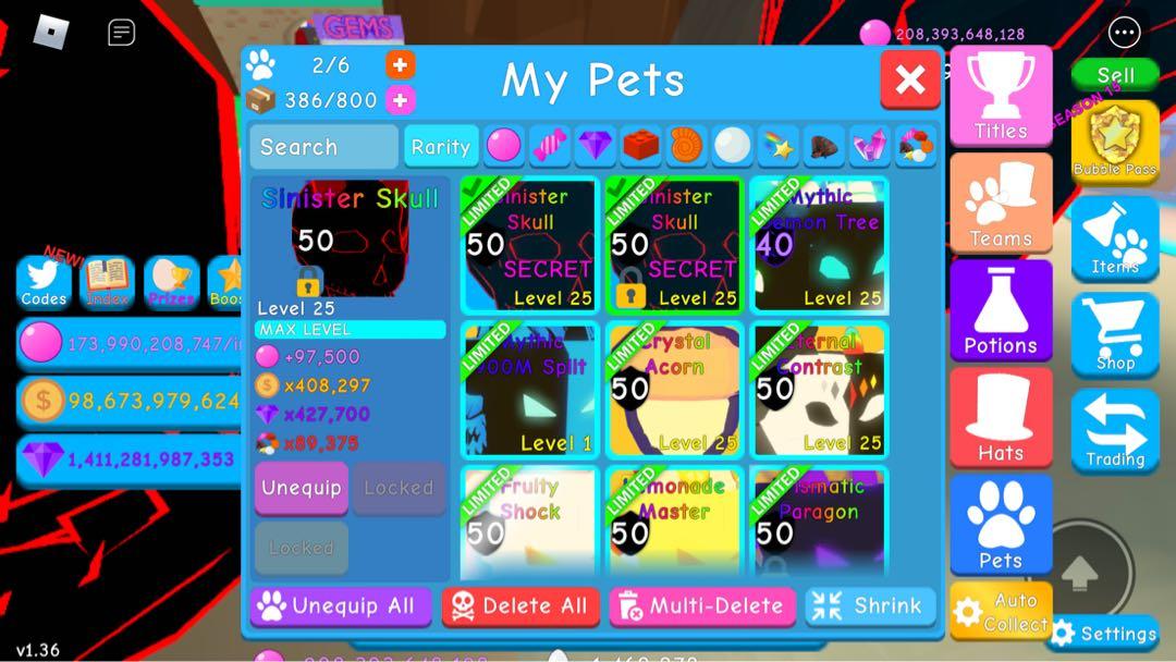 Selling BGS Sinister skull secret pet!, Video Gaming, Gaming ...