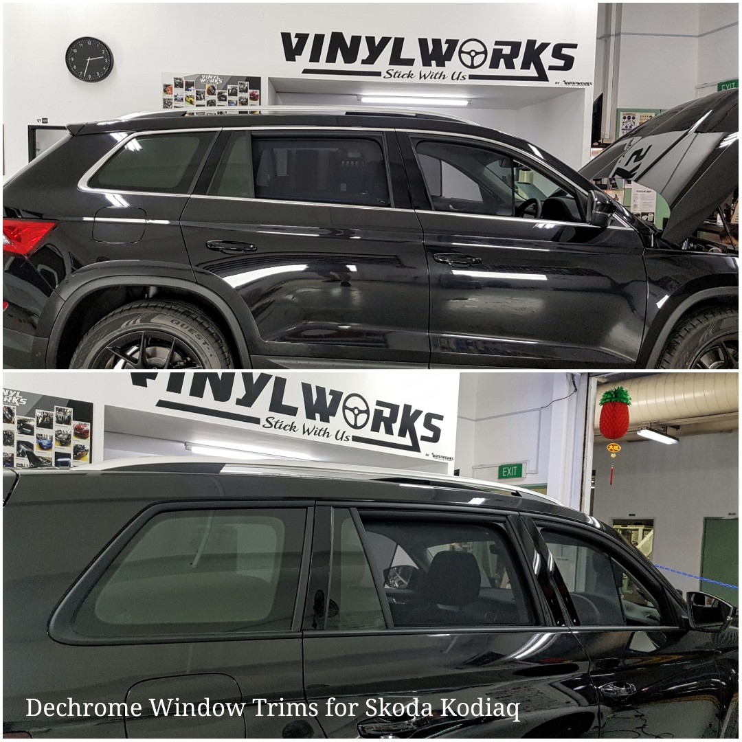 Skoda Kodiaq Window Trims Dechrome - Wrap to Black Vinyl Sticker, Car ...