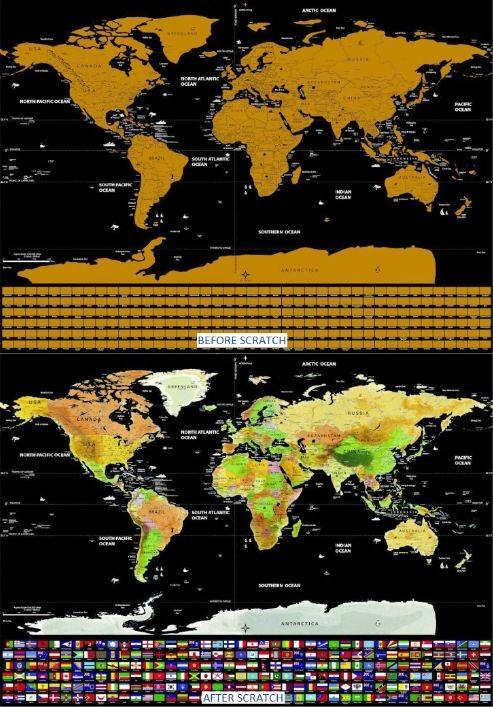 WORLD SCRATCH MAP WITH FLAGS, Hobbies & Toys, Stationery & Craft, Craft ...