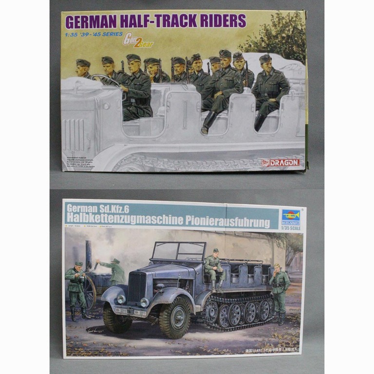 【拼裝模型_陸軍】1/35 小號手 #05530 德國Sd.Kfz.6五噸半履帶輸送車+DRAGON #6671 威龍 #6671 二戰德國半 ...