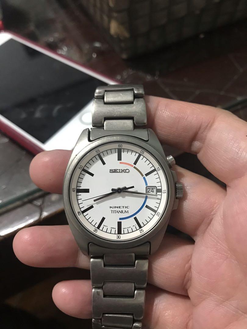 Authentic Seiko Kinetic Titanium Vintage Mens Watch, Men's Fashion ...