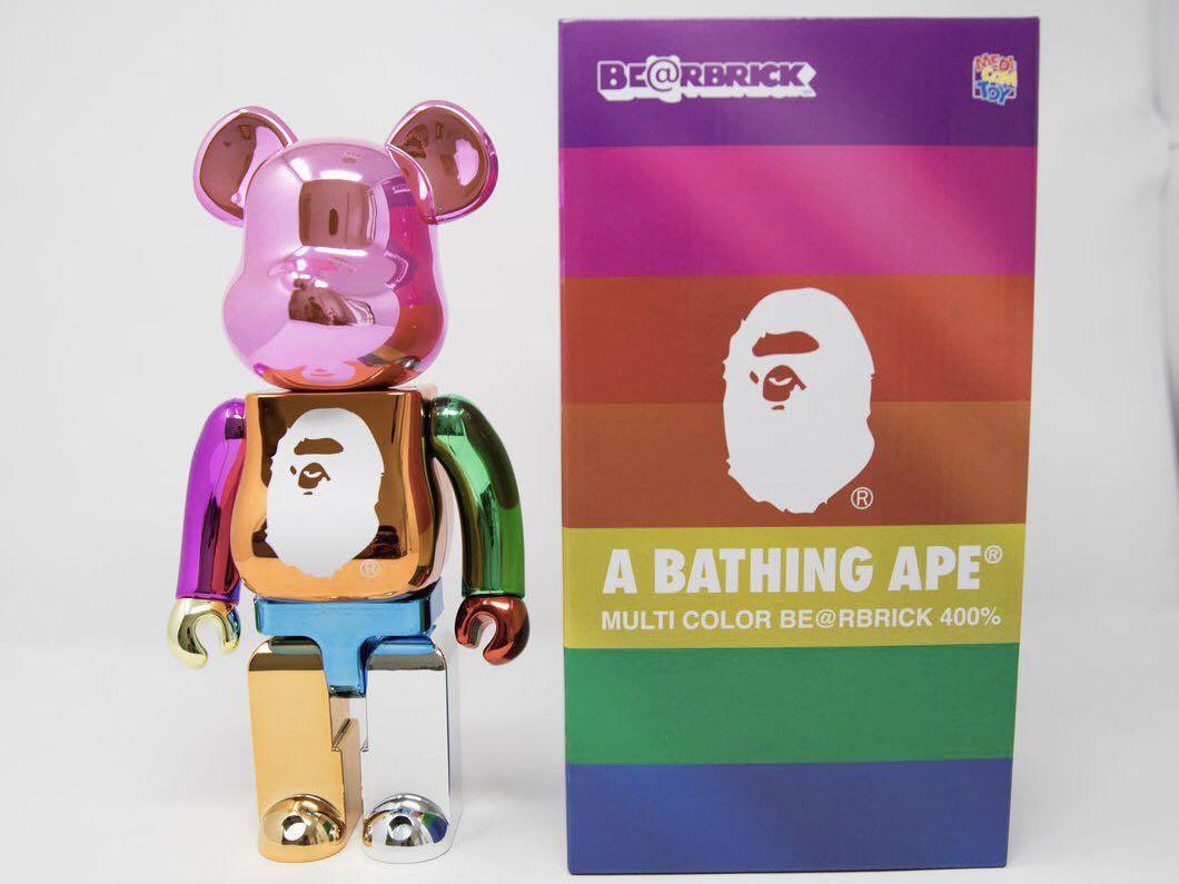 BAPE Bathing Ape 25th Anniversary Multi Color Be@rbrick Bearbrick 400% ...