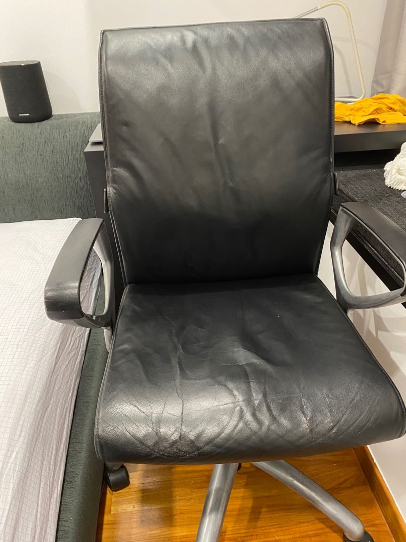 Full real leather office chair, Furniture & Home Living, Furniture ...