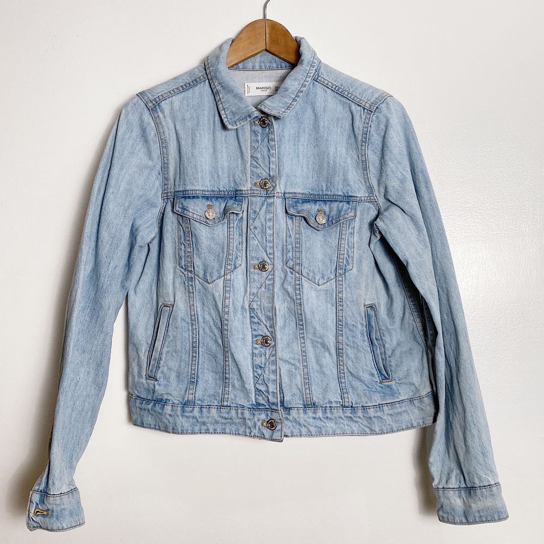 REPRICED Mango Light Blue Boyfriend Denim Jacket, Women's Fashion ...