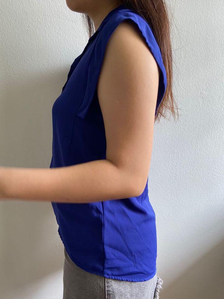 Mango work top cobalt blue, Women's Fashion, Tops, Blouses on Carousell