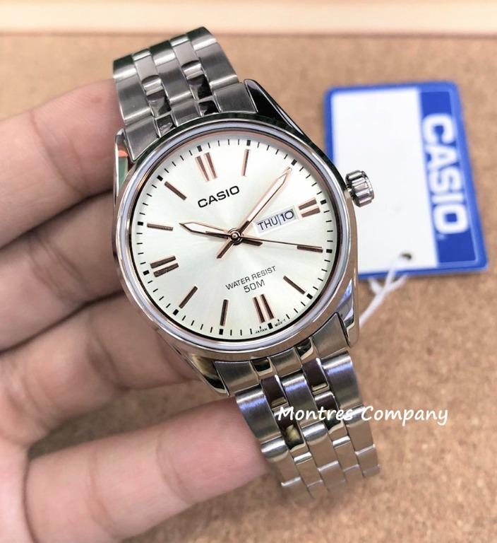Montres Company香港註冊公司(30年老店) 卡西歐 CASIO 情侶錶 情侶裝 不鏽鋼錶帶 白玫瑰金 MTP1335 ...