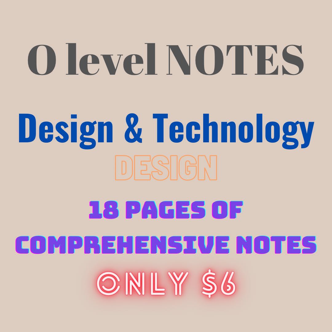 O LEVEL DESIGN & TECHNOLOGY NOTES $6 PRINTED, Hobbies & Toys, Books ...