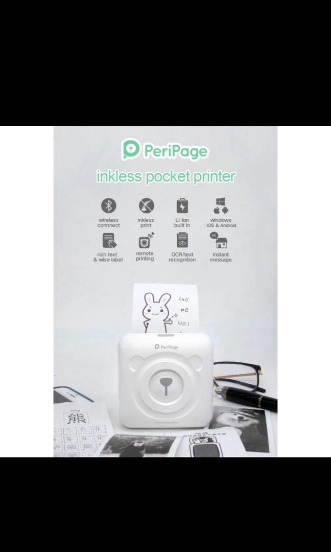 Peripage A6 (HD 304 DPI) Bluetooth Wireless Pocket Thermal Mini Printer ...